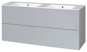 Mereo Mereo, Aira, koupelnová skříňka s keramickým umyvadlem 121 cm, bílá, dub, šedá, CN733