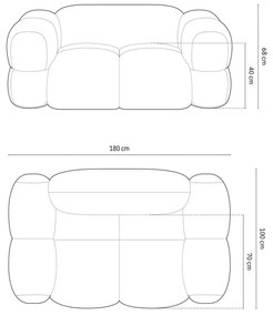 Tmavě hnědá sametová pohovka 180 cm Loretto – Cosmopolitan Design