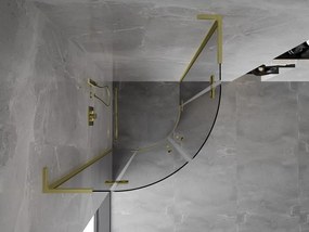 Mexen Mist L, čtvrtkruhový sprchový kout s 2-křídlými dveřmi, 100 x 100 cm, čiré sklo, zlatý matný profil, 8A33L-100-100-55-00