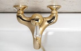 Sapho Sapho, KIRKÉ CRYSTAL nástěnná vanová baterie, křišťálová páčka, zlato, KI10KZ
