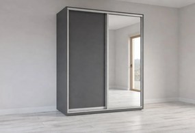 Skříň s posuvnými dveřmi 1800x2400x600 1LTD 1 Zrcadlo grafit šedý, profil stříbrný
