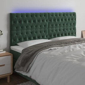 Čelo postele s LED tmavě zelená 180x7x118/128 cm samet 3122823