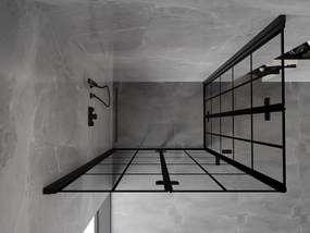 Mexen Mist-F Duo, skládací sprchový kout 110 x 80 cm, čiré sklo-černá mřížka, 8A6-110L-080P-70-77