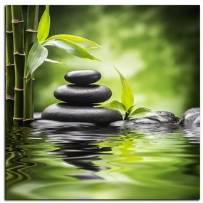 Obraz na plátně - Zen kameny a bambus - čtverec 3193A (50x50 cm)
