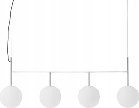 Audo Tr Závěsná lampa Stříbrná Chromovaná Čtyřnásobná Stínidlo Bílá Matná