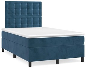 Box spring postel s matrací a LED tmavě modrá 120x190 cm samet 3270339
