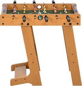 Skládací fotbalový stůl HOMCOM pro děti a dospělé, dřevěný fotbalový stůl 69x37x70 cm s 2 míčky, 6 madly, 2 ukazateli skóre, 18 hráči pro rodinné osl…