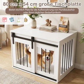 Costway Klec pro psa 80 cm s posuvnými dvířky, bílá