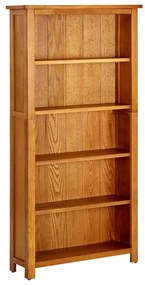 Knihovna s 5 policemi 70 x 22 x 140 cm masivní dubové dřevo - Default Title