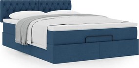 Osmanský postel s matrací modrá 140x190 cm textil 3311545