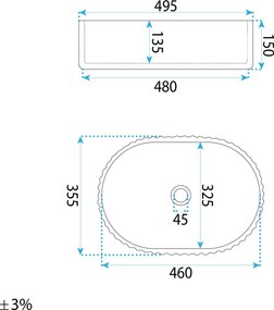 Rea Margaret Gio, umyvadlo na desku 495×355×155 mm, béžová – imitace kamene, REA-U3522