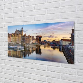 Obraz na skle Port of Gdańsk řeky svítání 125x50 cm
