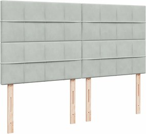 Box spring postel s matrací světle šedá 200x200 cm samet 3293302