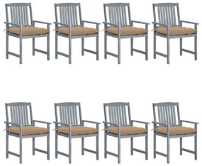 Zahradní židle s poduškami 8 ks masivní akáciové dřevo šedé,  3078252