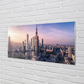 akrylový obraz VARŠAVA Sunrise mrakodrapy panorama 100x50 cm