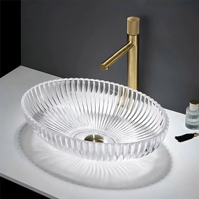 Rea Nicole, skleněné umyvadlo na desku 510x345x150 mm, čirá, REA-U4701