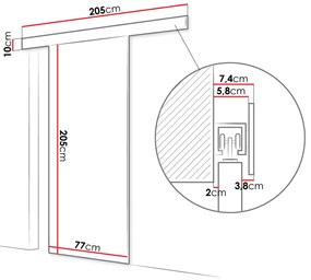 Posuvné dveře se zrcadlem MIRAN 2 - 70 cm, bílé
