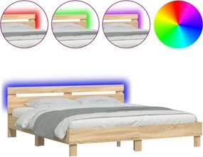 Rám postele s čelem a LED osvětlením dub sonoma 200 x 200 cm 3207520