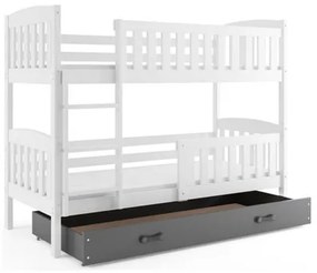 Dětská patrová postel KUBUS s úložným prostorem 90x200 cm - bílá Šedá