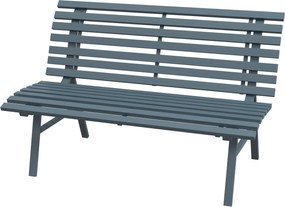 Outsunny 2-místná hliníková zahradní lavička, odolná vůči povětrnostním vlivům, nábytek odolný UV záření se slatkovým designem, parková lavička s nosn