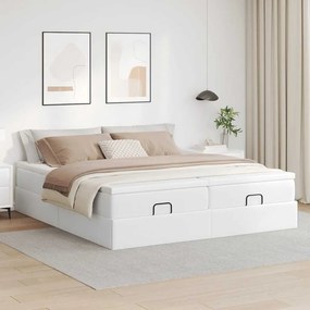 Osmanský rám postele s matrací bílý 200x200cm umělá kůže 3311230
