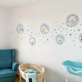 INSPIO Dětské samolepky na zeď - Plyšoví medvídci v kruhu s jménem