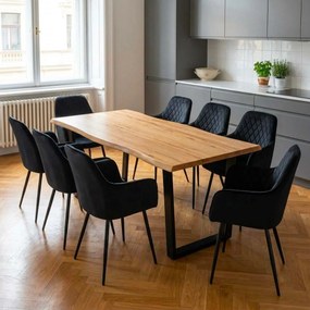 Vikio Jídelní set pro 8 osob 180x90 cm dub noha U černá židle s područkami VJS168-8C