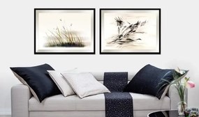 Elegantní a luxusní obraz jeřábů do obývacího pokoje a interiérů ve stylu glamour - Jeřábi, Zlatá série | Anna Borkowska