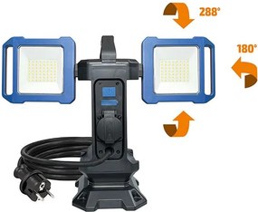Duální přenosný LED reflektor se zásuvkou - Solight - 2x30W - 5400lm - 4000K