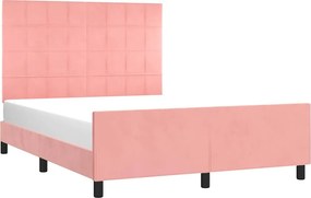 Rám postele s čelem růžový 140x190 cm samet 3125756