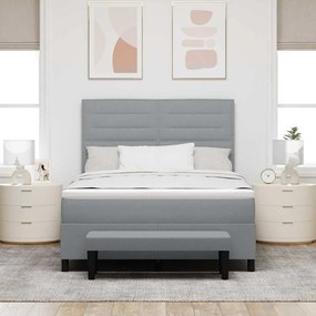 Postel s boxspringem s čelo Světle šedá 140 x 200 cm textil 3343995