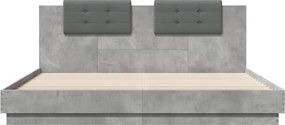 Rám postele s čelem a LED osvětlením betonově šedý 200x200 cm 3209985