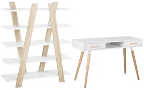 Sestava kancelářského nábytku bílá/ světlé dřevo ESCALANTE/FRISCO Beliani