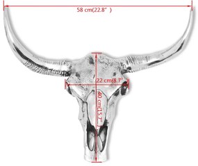 vidaXL Marketos Lebka, nástěnná dekorace hliníková stříbrná