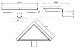 Mexen Flat, rohový sprchový žlab 20 x 20 cm, zlatá, 1510320