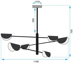 Toolight Stropní svítidlo APP1261-6CP BLACK