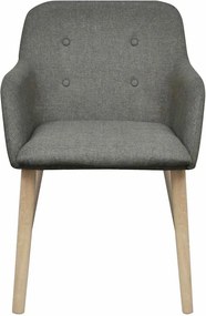 Jídelní židle 2 ks světle šedé textil a masivní dubové dřevo 241156