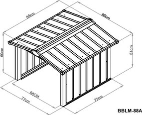 Garáž pro robotickou sekačku BestBerg BBLM-88A / 88 x 86 x 60 cm / antracit