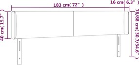 Čelo postele s LED tmavě hnědé 183 x 16 x 78/88 cm textil 3122973