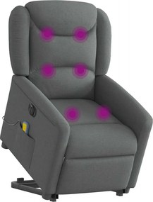 Elektrické zvedací masážní polohovací křeslo tmavě šedé textil 3303225