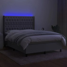Box spring postel s matrací a LED světle šedá 140x190 cm textil 3138549
