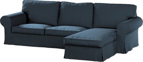 Potah na pohovku IKEA Ektorp 2-místná s lenoškou barva modrá látka pletený vzor