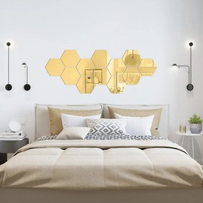 Sada samolepek na zeď 12 ks 17x20 cm Hexagons Gold – Ambiance