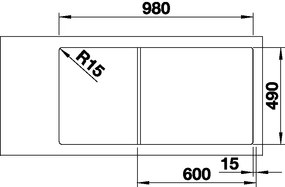 Granitový dřez Blanco AXIA III 6 S InFino antracit dřez vpravo + skleněná krájecí deska, odkap. nerezová miska a excentr 523472