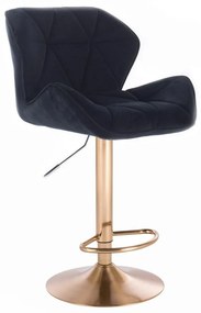LuxuryForm DESIGN Barová židle MILANO VELUR na zlaté kulaté podstavě - černá