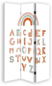 Ozdobný paraván Abeceda Barevná písmena - 110x170 cm, třídílný, korkový paraván