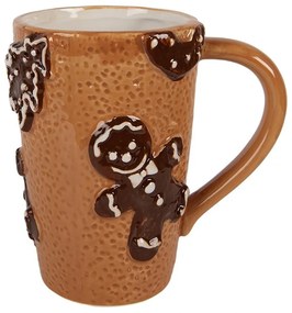 Hnědý vysoký hrneček perníček Gingerbread - 14*10*15 cm / 575 ml
