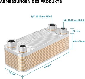 Výměník tepla Wiltec – 44 kW, 4 m³/h, 0,36 l (50672)