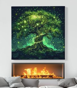 Obraz na plátně - Strom života Světelná koruna FeelHappy.cz Velikost obrazu: 100 x 100 cm