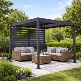 Boční zástěna pro bioklimatickou pergolu BestBerg BBP-B1CG / 279,4 × 218 cm / šedá